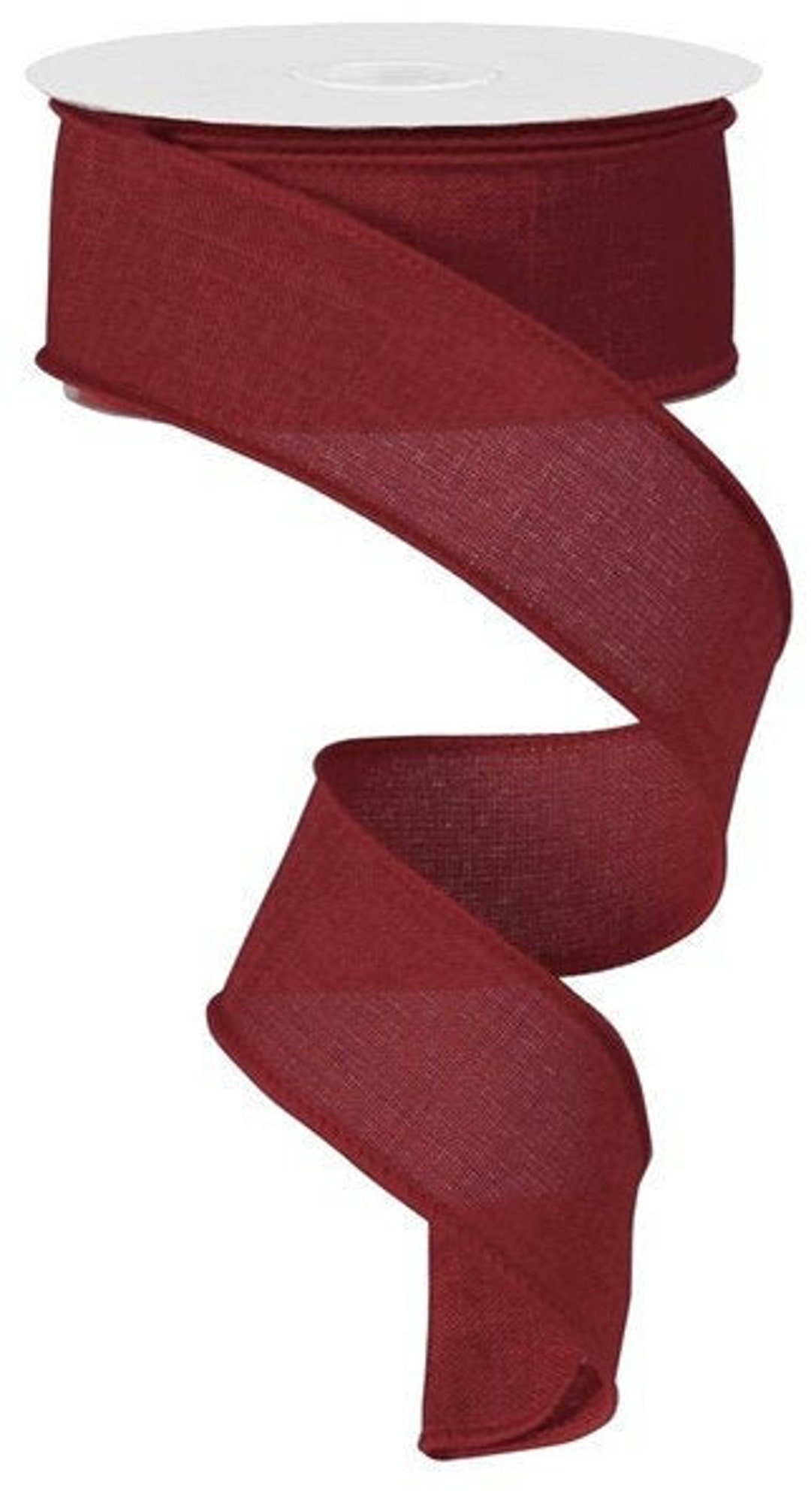 Burgundy Burlap Wired Ribbon, 1.5" Burgundy Wired Ribbon, Ribbon by the ...