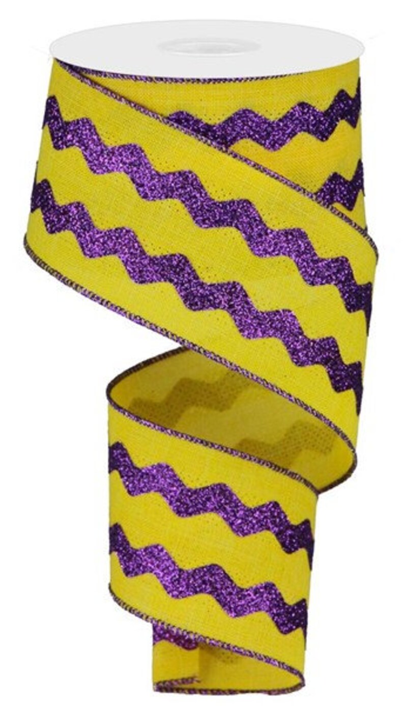LSU Wired Ribbon Purple and Yellow Ricrac Ribbon Wired | Etsy