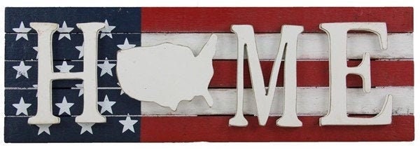 American Flag Home Sign, 4th of July Wooden Sign, Home Sign, American ...