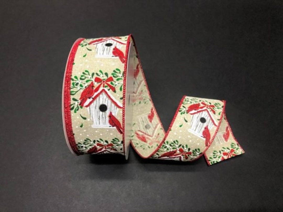 Christmas Natural Red Cardinal Ribbon, 2.5" Natural Red Cardinal Ribbon ...