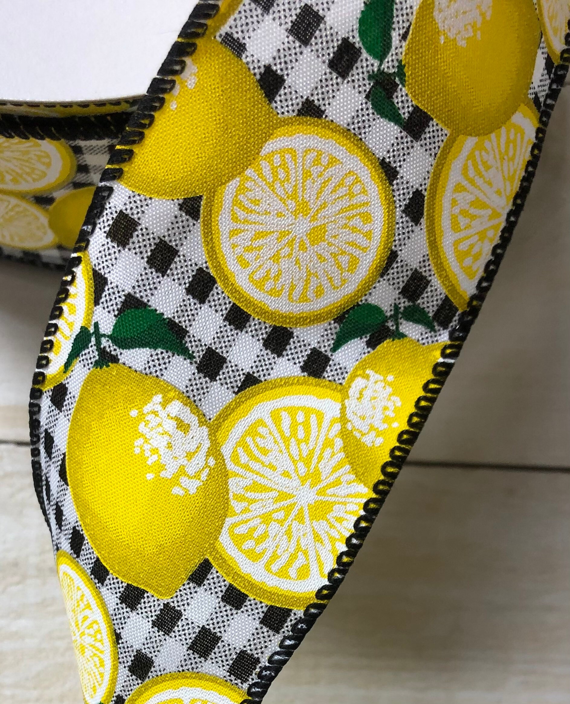 Lemon Black White Check Wired Ribbon Lemons on Check Wired - Etsy