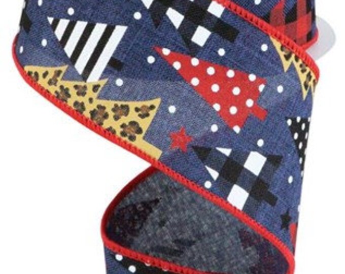 Buffalo Check Ribbon, Plaid Moose Bear Tree Wired Ribbon, Christmas ...