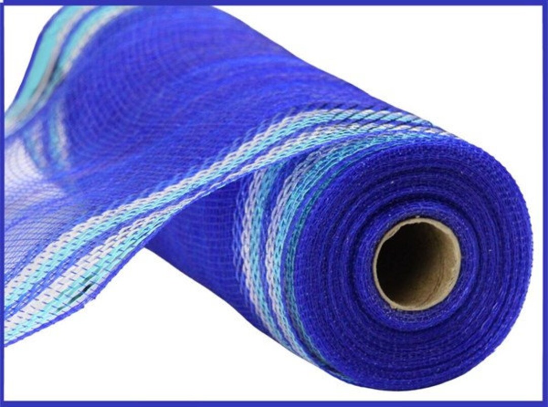 Royal Blue Light Blue Silver Border Stripe Mesh, 10" Border Stripe ...