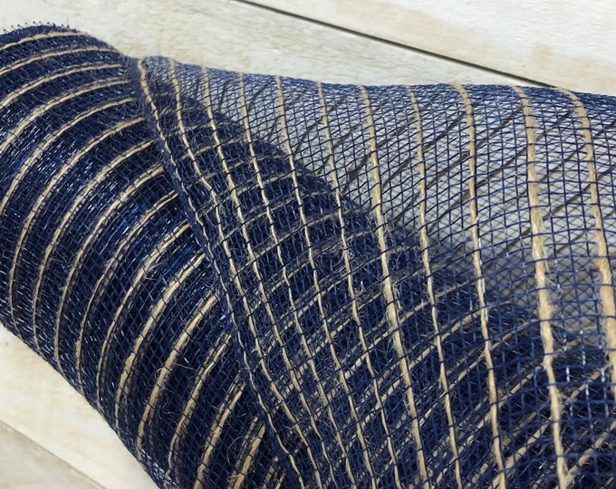 Navy Blue Deco Mesh Natural Jute Mesh, 21 Blue Deco With Jute Mesh ...