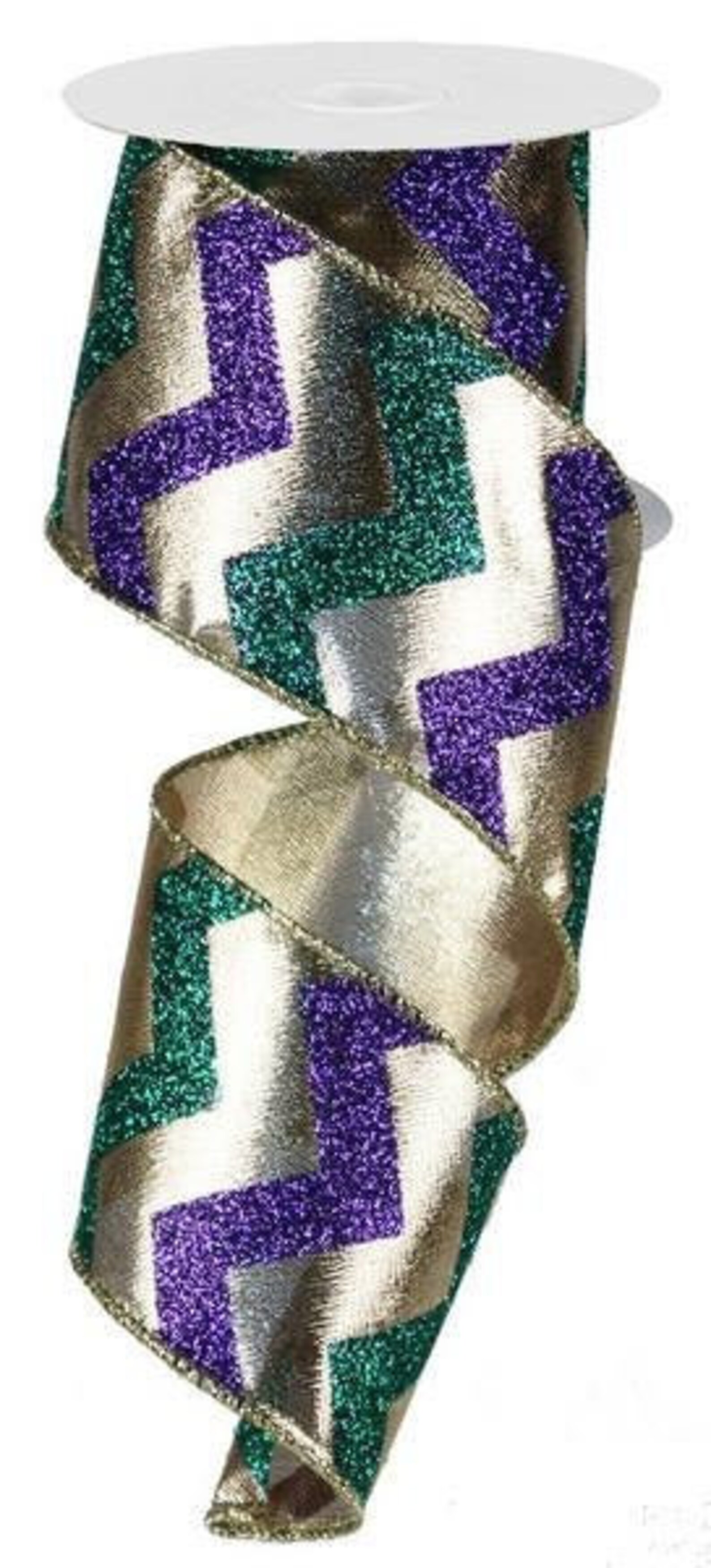 Mardi Gras Ribbon 2.5 Inch by 10yds Mardi Gras Chevron | Etsy