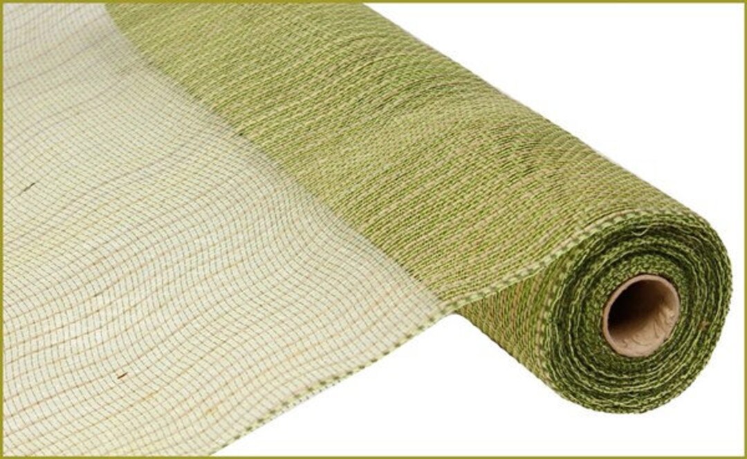 Moss Apple Natural Poly Jute Mesh, 21" Green Natural Deco Mesh Rolls ...