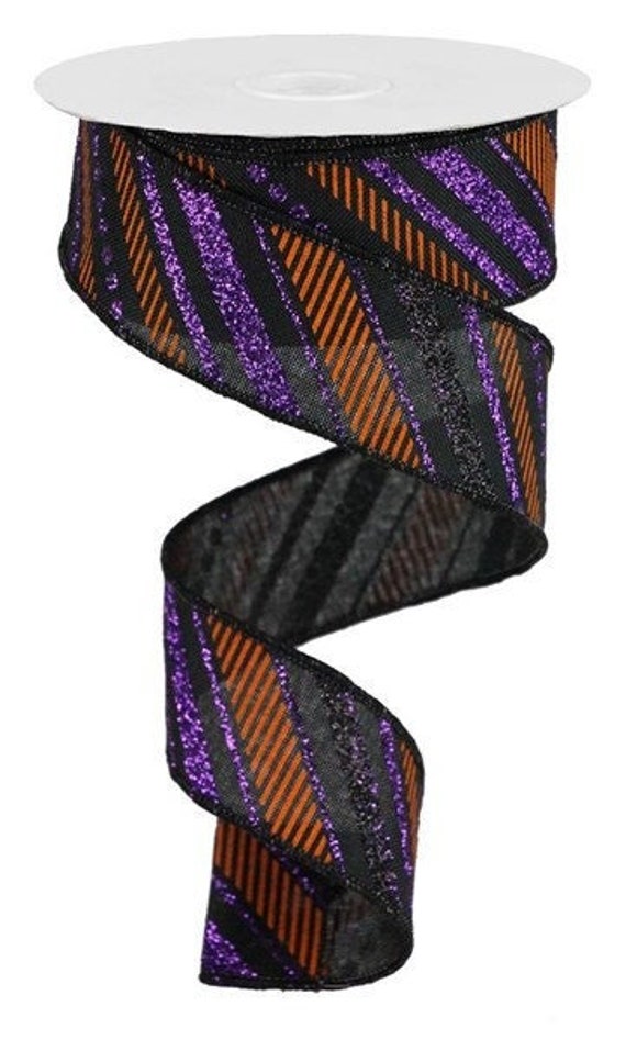 Purple Black Orange Halloween Wired Ribbon 1.5mulit - Etsy