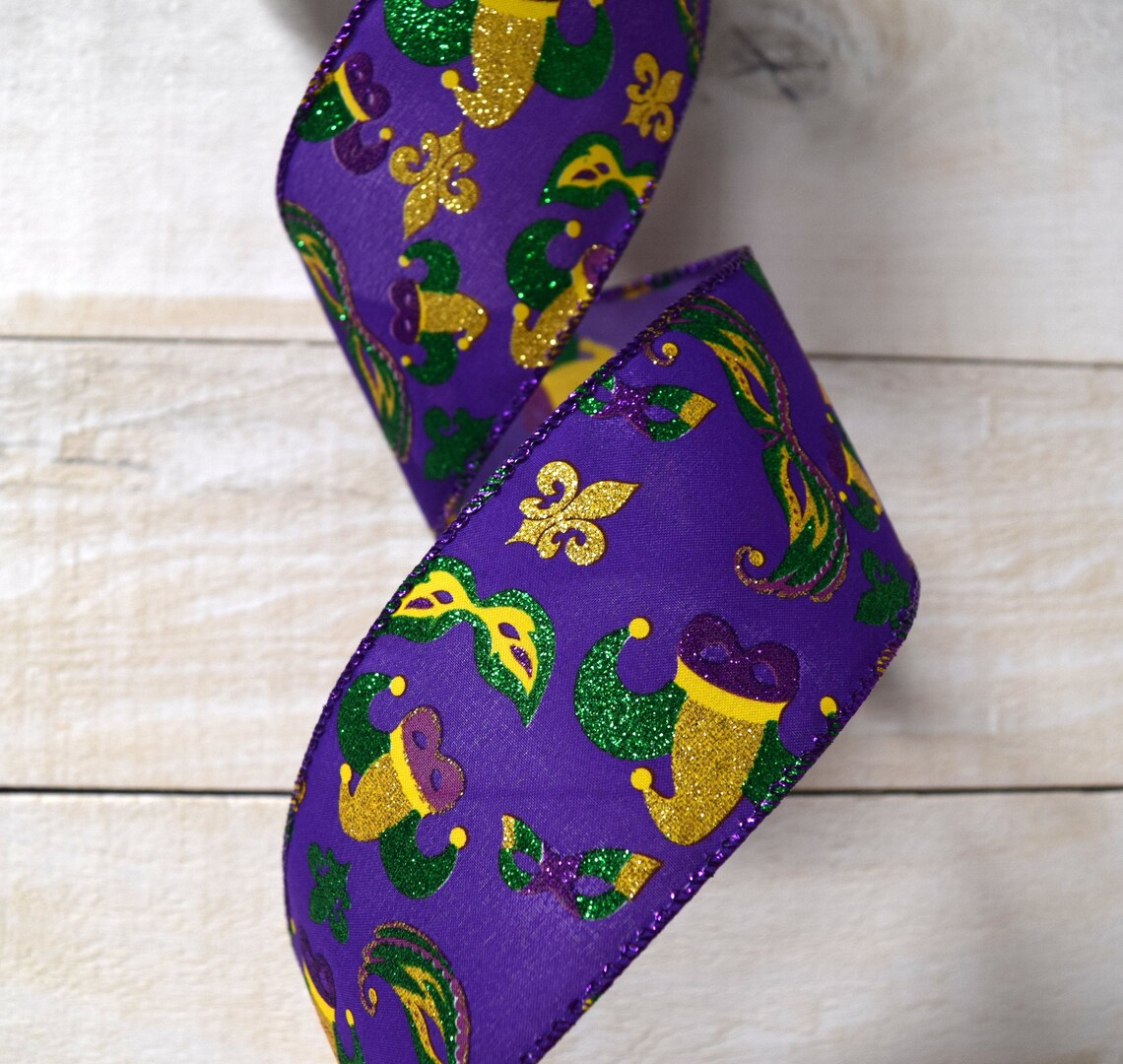 Mardi Gras Ribbon Jester Mask Ribbon Mardi Gras Ribbon Fat | Etsy