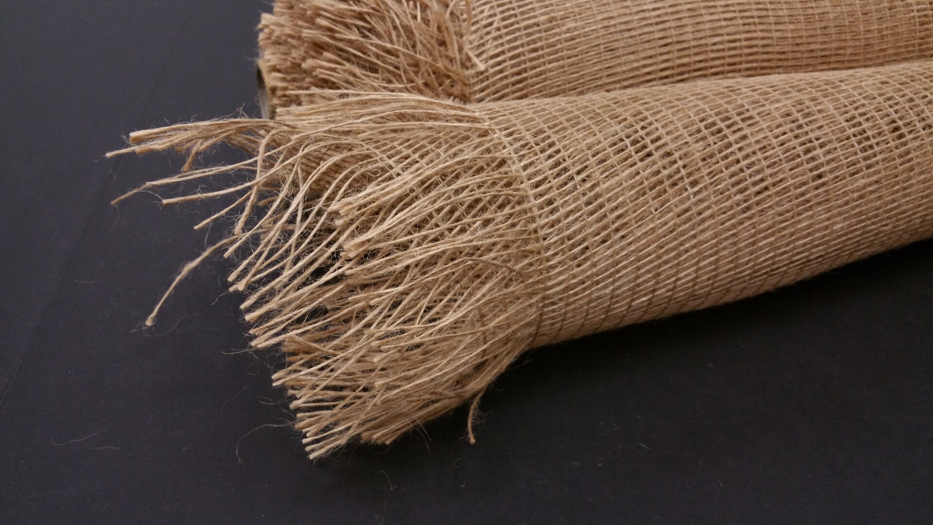 Dark Natural Frayed Burlap Mesh, Natural Deco Mesh, Frayed Mesh, Burlap ...
