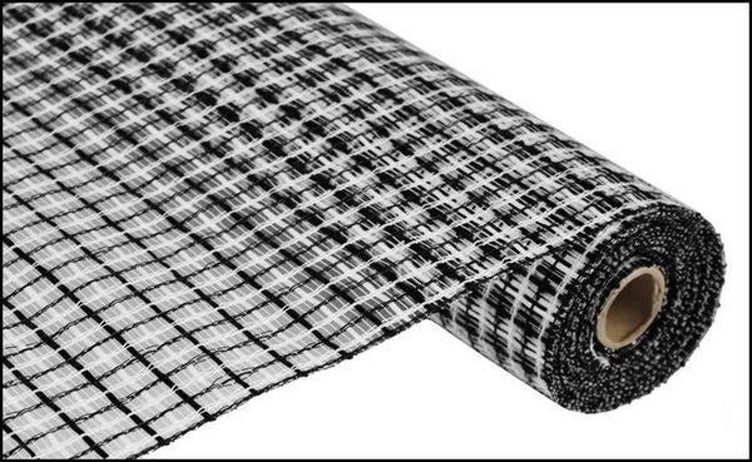 Black and White Basket Weave Mesh, 21" Black White Mesh, Deco Mesh Roll ...