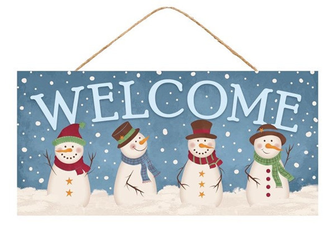 Welcome Snowman Wooden Wreath Sign, Snowman Sign, 12.5 by 6 Welcome ...
