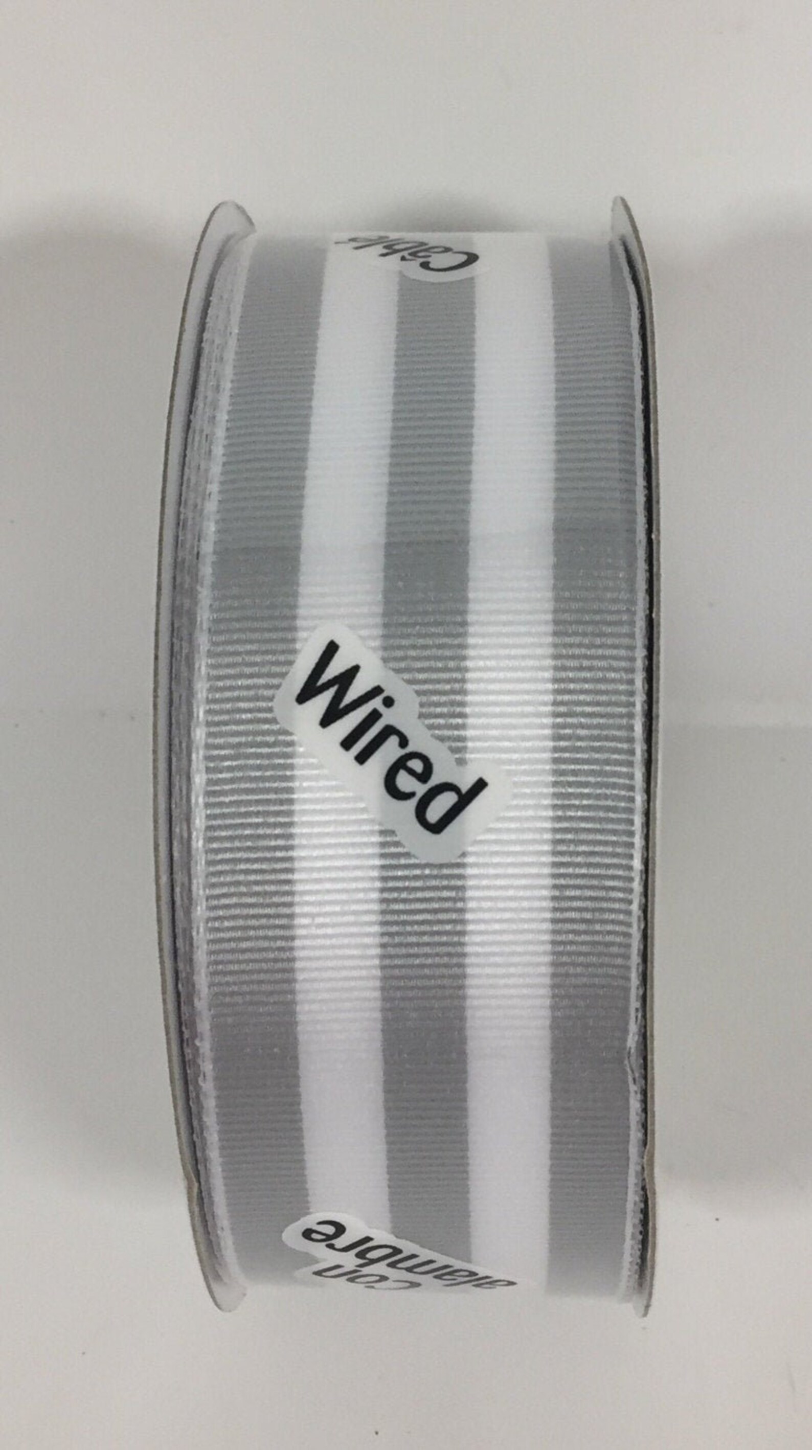 Grey White Stripe Wired Ribbon Cut Ribbon 1.5 Inch Ribbon by - Etsy