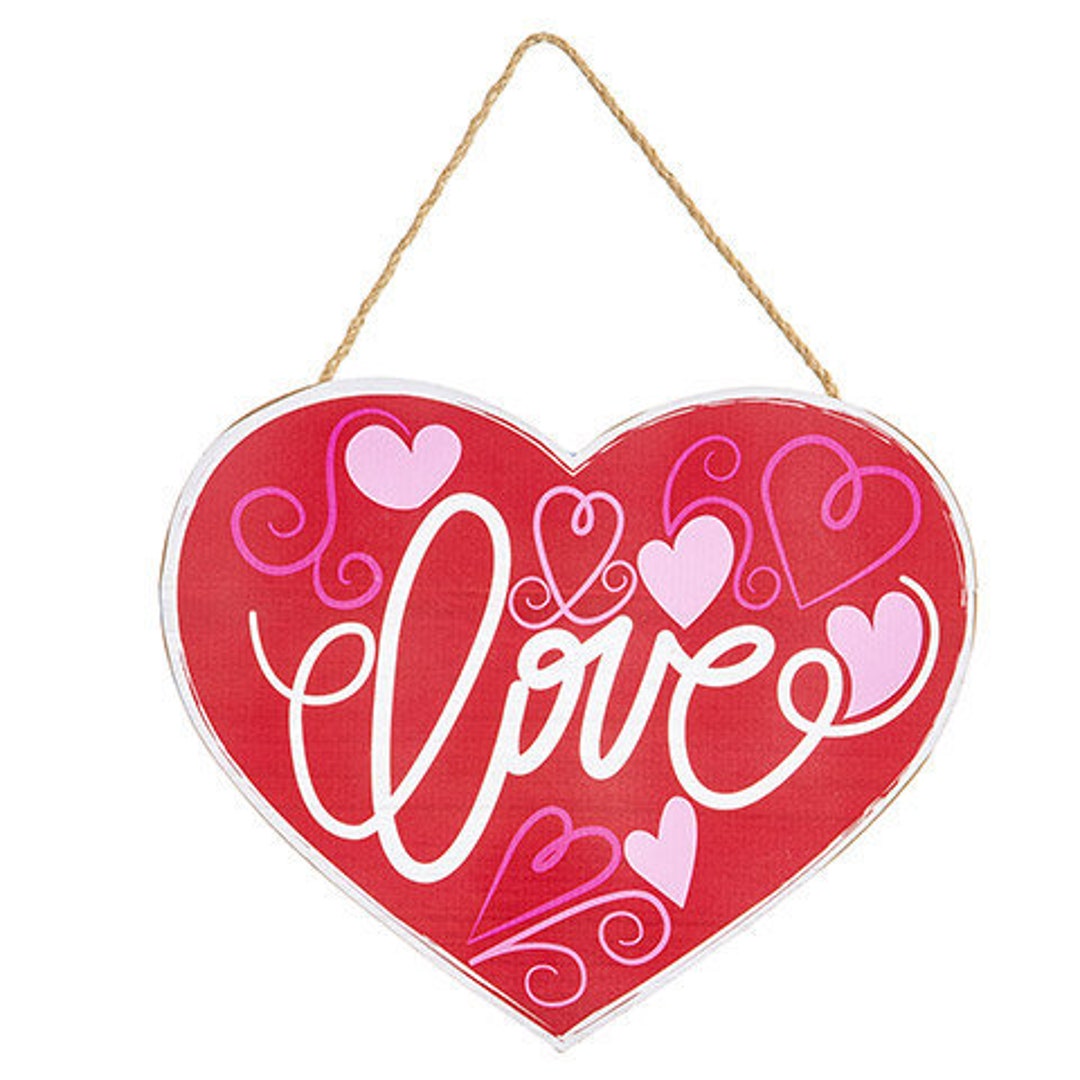 Love Valentine's Day Sign, Valentine's Day Wreath Sign, Red Pink White ...