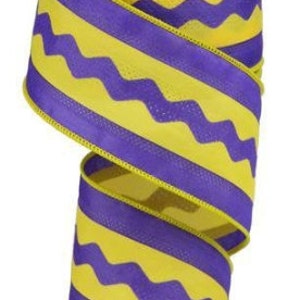 Purple and Gold Ric Rac Wired Ribbon, LSU Purple Gold Wired Ribbon, LSU ...