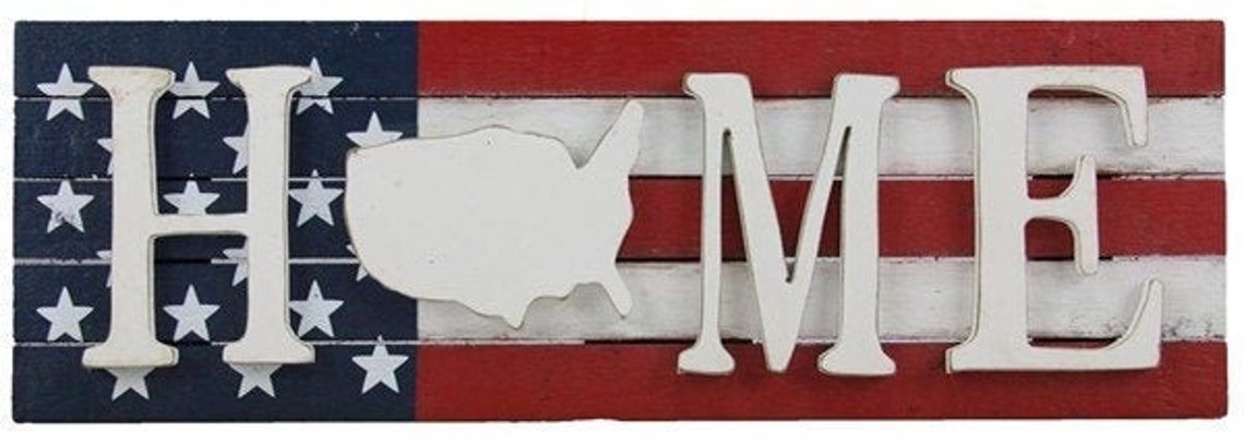 American Flag Home Sign 4th of July Wooden Sign Home Sign - Etsy