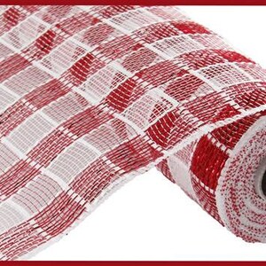 Red and White Metallic Check Mesh, 21 Inch Red White Metallic Check ...
