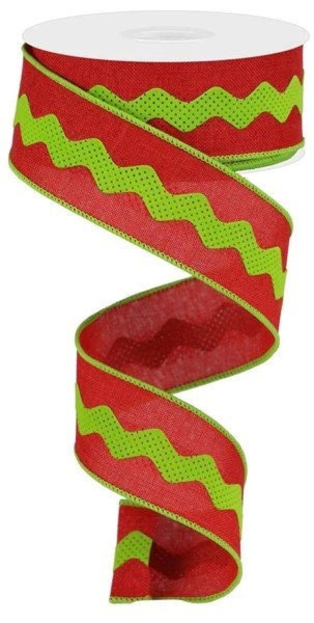Lime Green Ricrac and Ribbon, 1.5" Wired Ribbon, Lime Green and Red ...