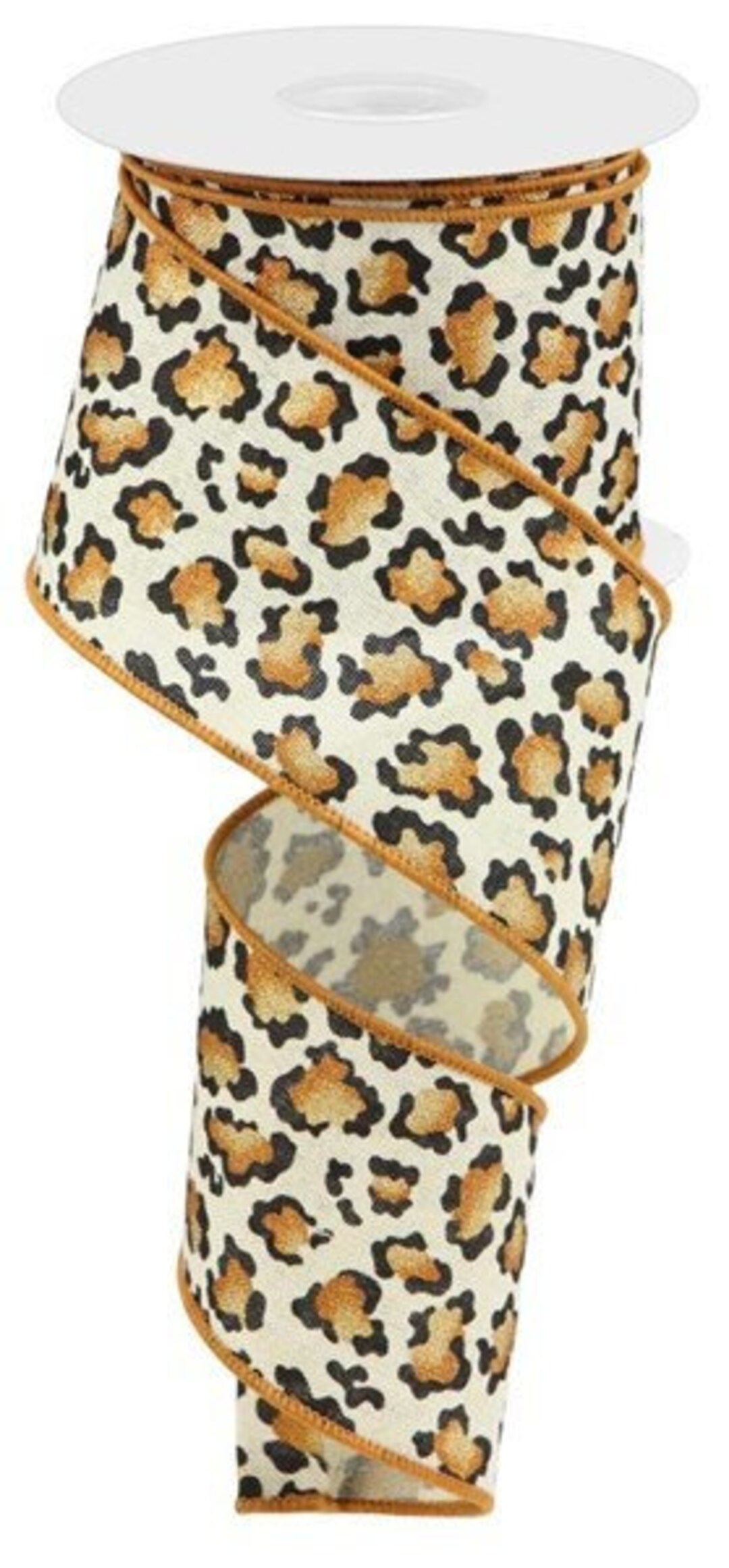 Cream Black Rust Gold Animal Print Ribbon, 2.5" Wired Ribbon, Orange ...