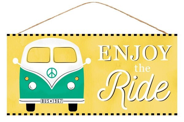 Enjoy the Ride Wreath Sign Vintage Bus Sign Yellow White and - Etsy