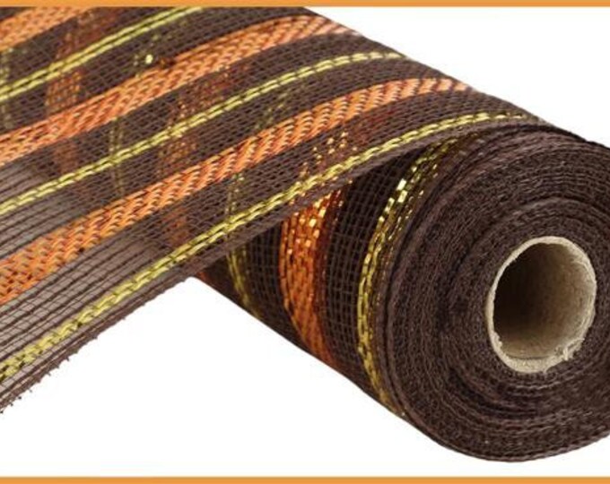 Plaid Deco Mesh Chocolate/brown/ivory 10 Inch, Deco Mesh for Wreath, 10 ...