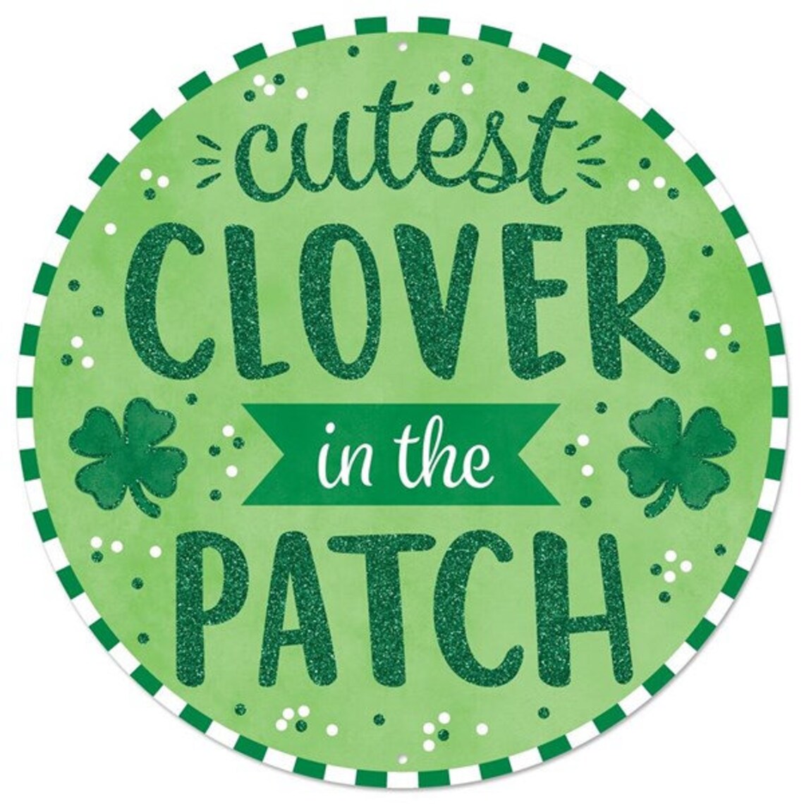 Emerald Green Light Green White Cutest Clover in the Patch Wreath Sign ...