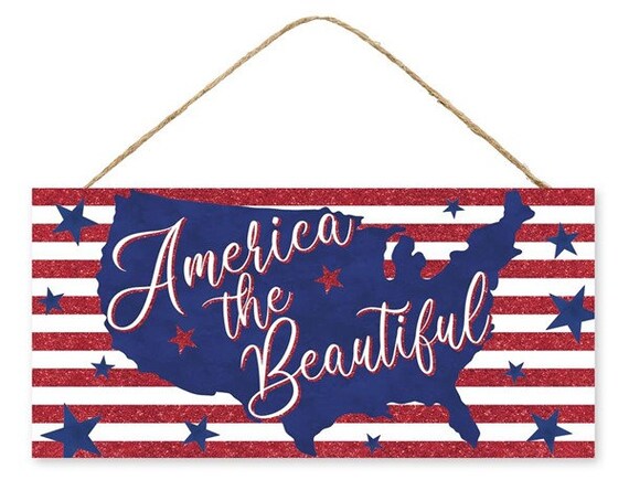 America the Beautiful Sign Proud American Sign 4th of July | Etsy