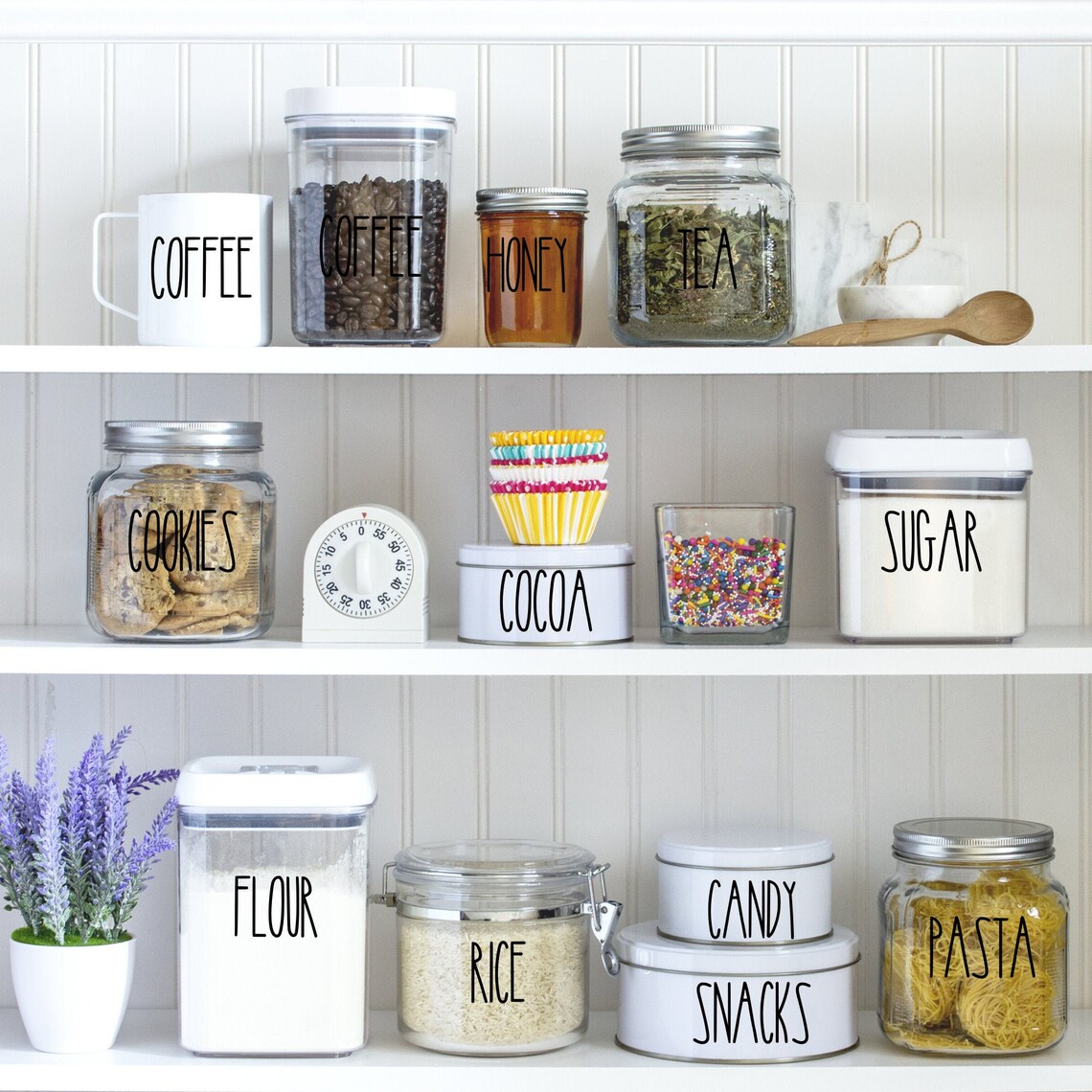 18 PANTRY LABEL SET Rae Dunn Inspired Farmhouse Label Pantry Decal ...
