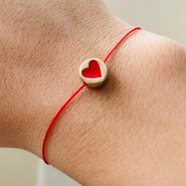 Red Heart Bracelet - Etsy