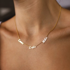 Triple Name Necklace, Family Necklace, Three Name Necklace, Multiple ...