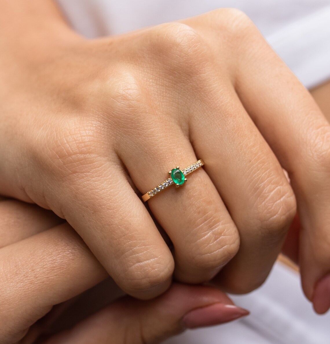 Emerald Ring Oval Birthstone Rings Custom Birthstone Rings - Etsy