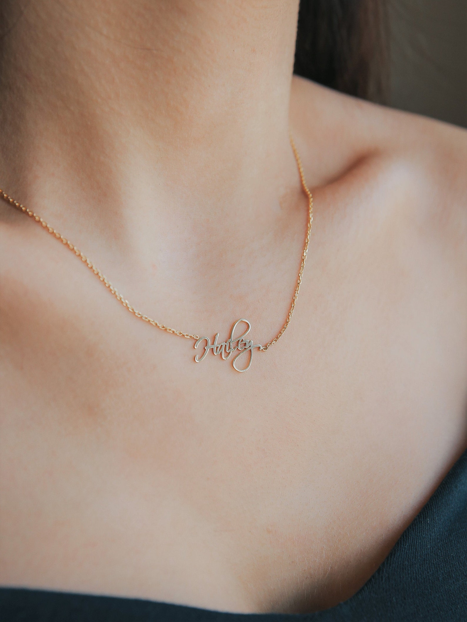 14k Solid Gold Name Necklace Name Necklace Gold Name - Etsy