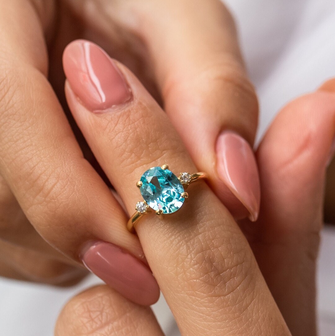 Custom March Birthstone Rings, Aquamarine Ring, Vibrant Blue Topaz ...
