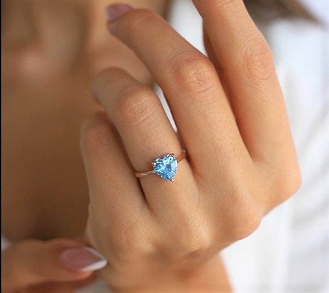 Heart Shape Birthstone Ring 14K Minimal Gold Personalized - Etsy