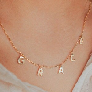 Dangle Letter Necklace, Dangle Initial Necklace, Dangle Name Necklace ...