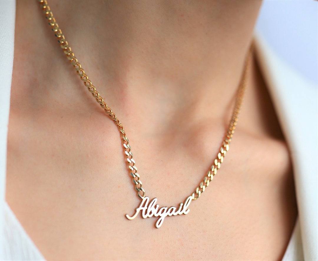 Sterling Silver Custom Name Necklace: Bold Curb Chain - Etsy