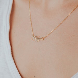14K Solid Gold Custom Name Necklace • Cursive Script Name Pendant ...