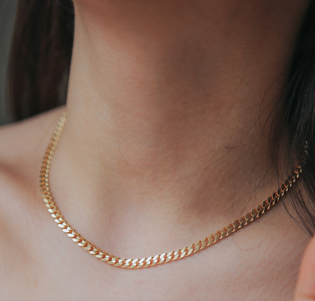 Curb Chain Necklace Silver Curb Chain Choker Gold Curb Chain - Etsy