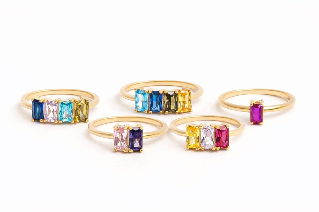Family Birthstone Rings, Colorful Gemstone Rings, Personalized ...