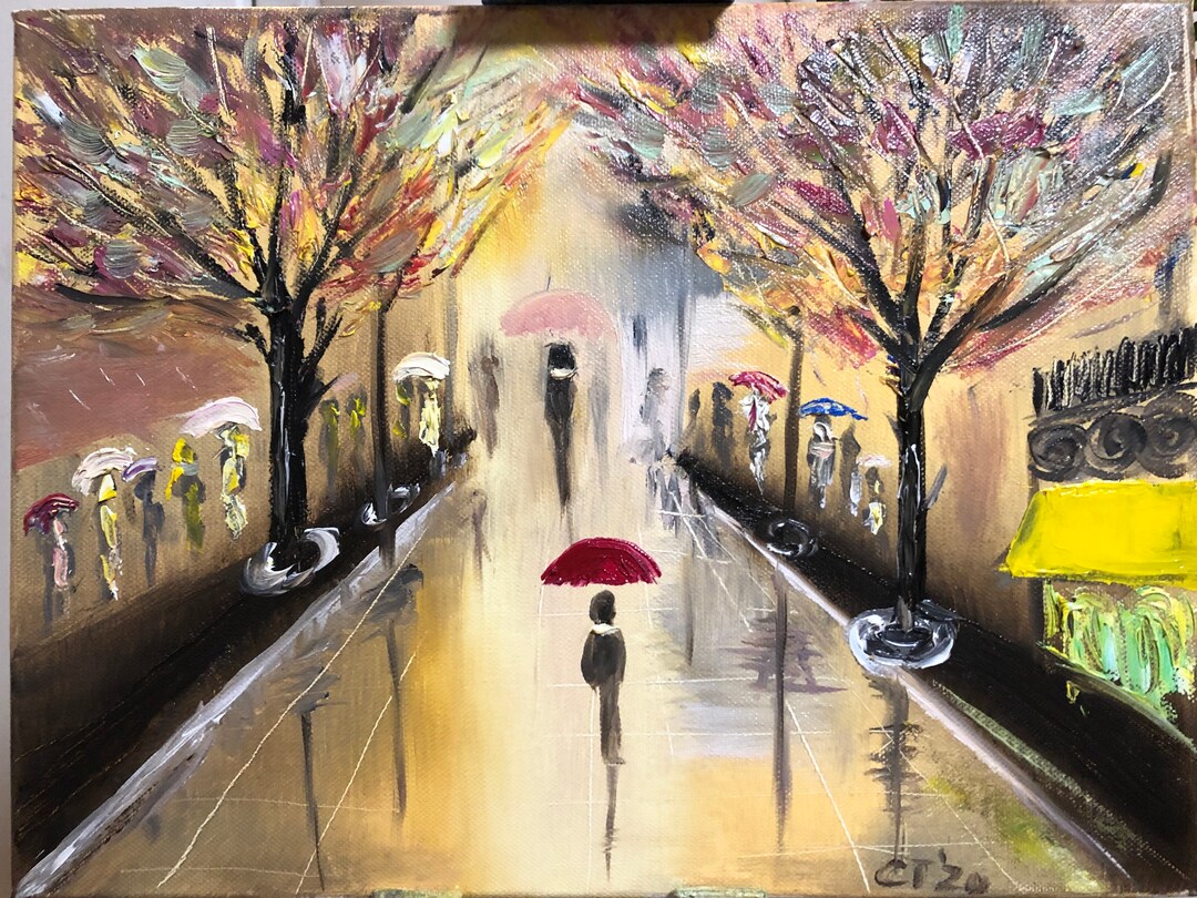 Street Oil Painting Abstract Cityscape Artwork Street Scene Art ...