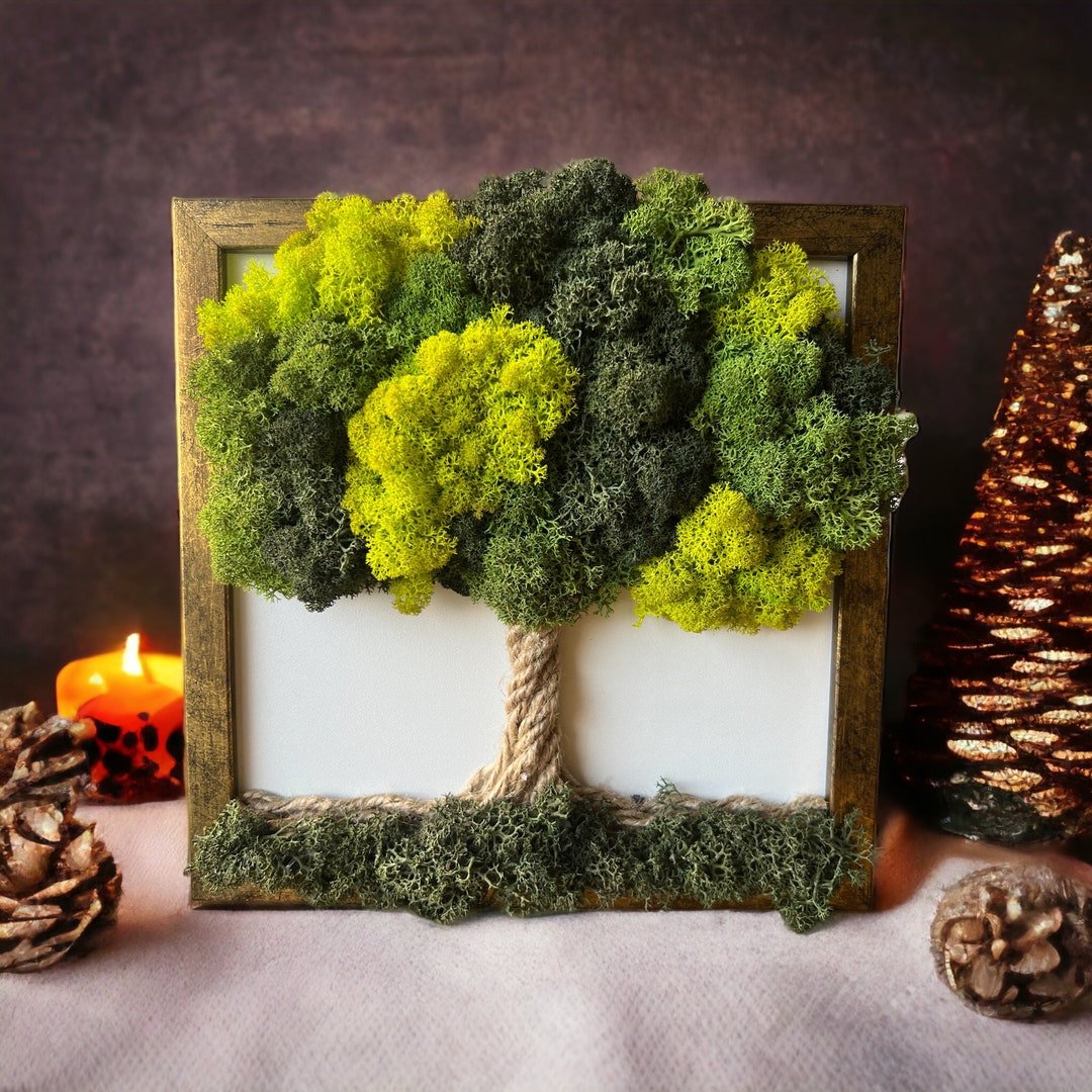 Green Moss Wall Art, Preserved Moss Art, Moss Tree, Tree of Life Wall ...