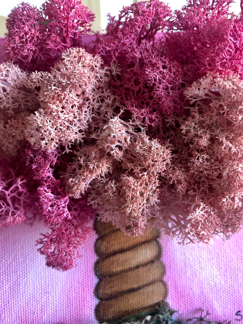 Pink Moss Wall Art Live Moss Tree Calming Nature Art Moss Wall Decor ...