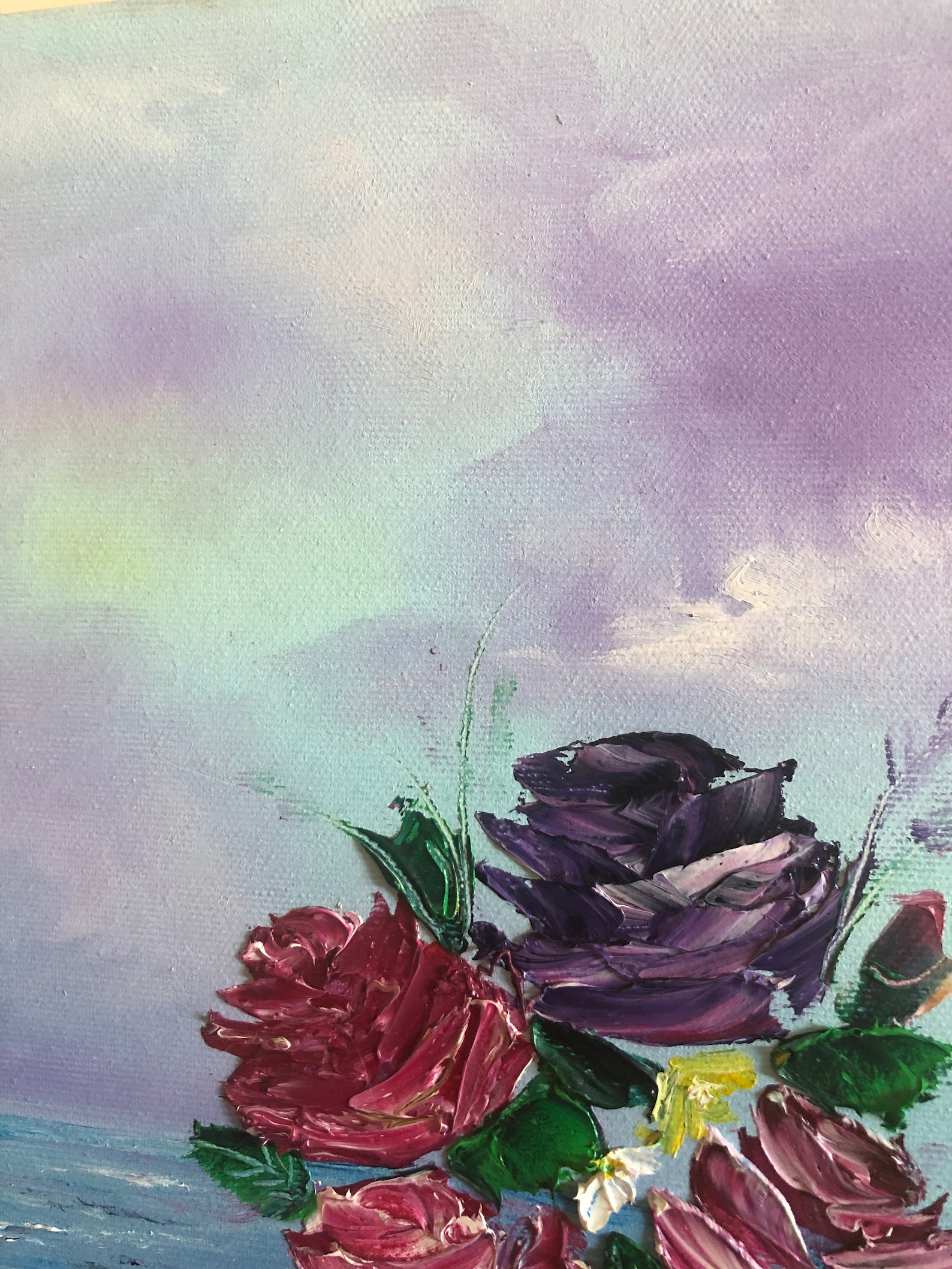 Roses Abstract Still Life Art Seascape Oil Painting Restraunt Hotel ...