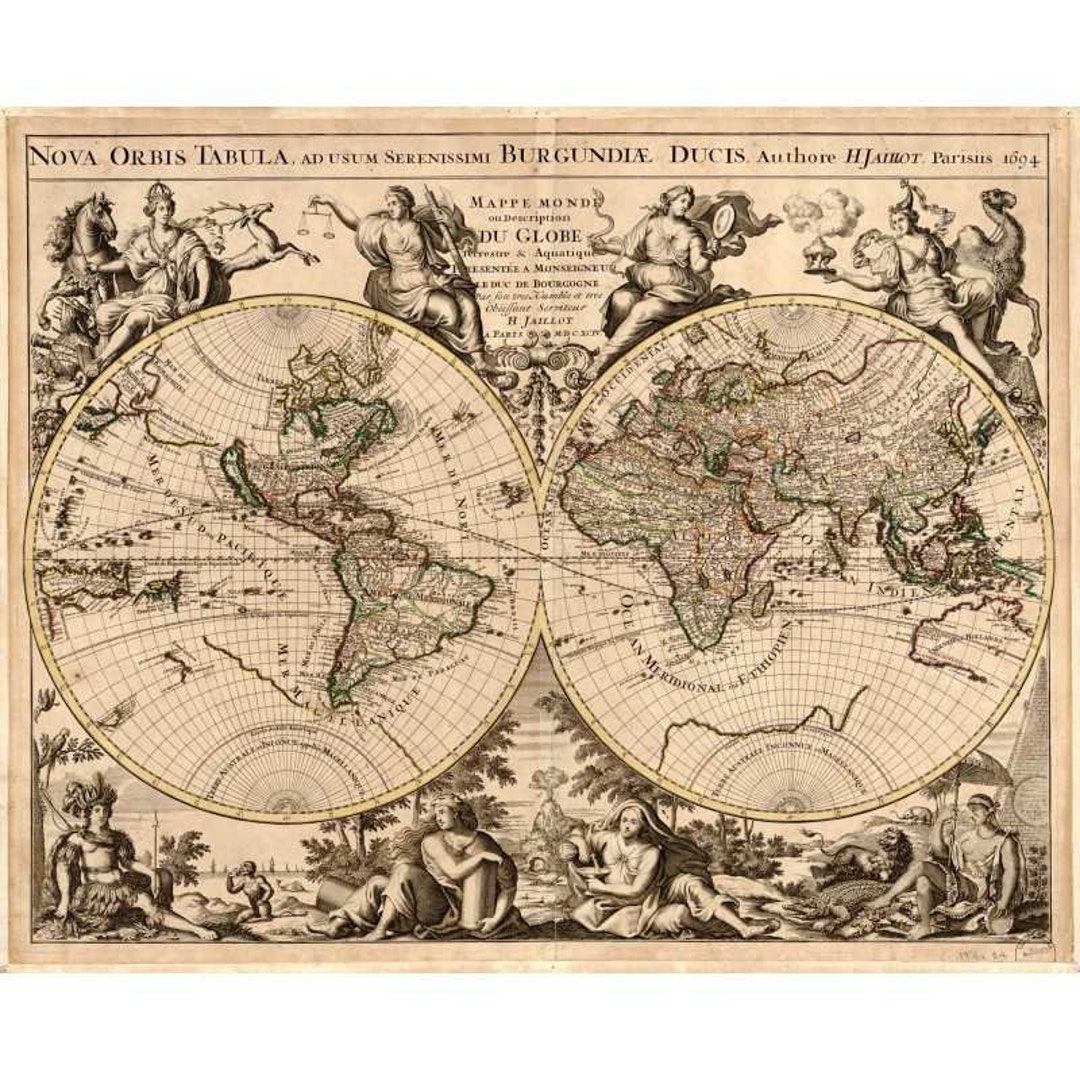 ANTIQUE WORLD MAP NOVA ORBIS TABULA RETRO VINTAGE DECORATIVE ELEGANT - Etsy