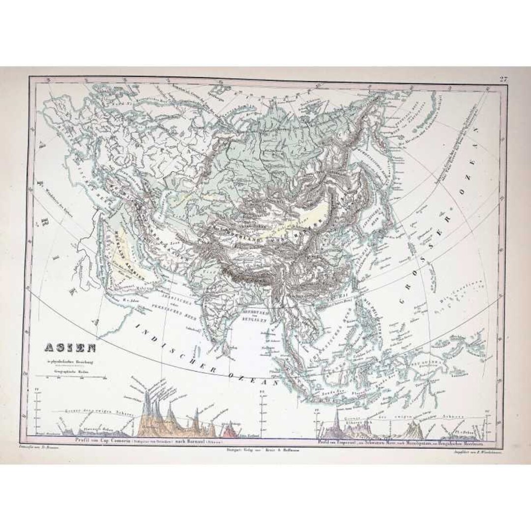 OLD VINTAGE ASIA MAP ELEVATED LEVEL OF DETAIL RETRO DECORATIVE - Etsy