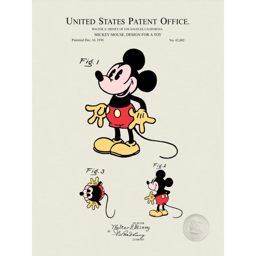 Mickey Mouse Disney Vintage Mouse Patent Framing Art Print - Etsy