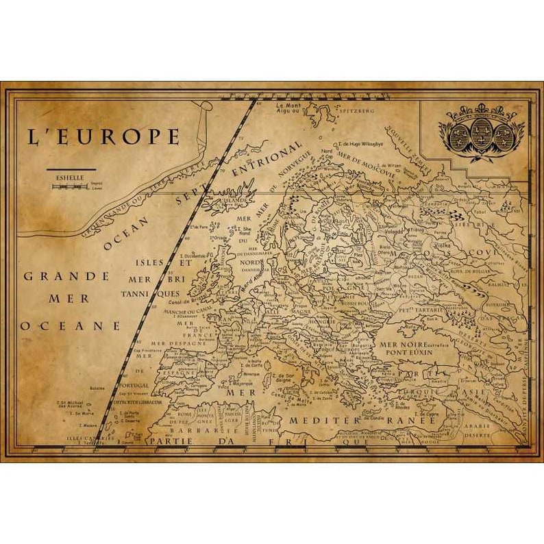 OLD VINTAGE MAP OF EUROPE WITH RETRO DECORATIVE OLD PAPER - Etsy