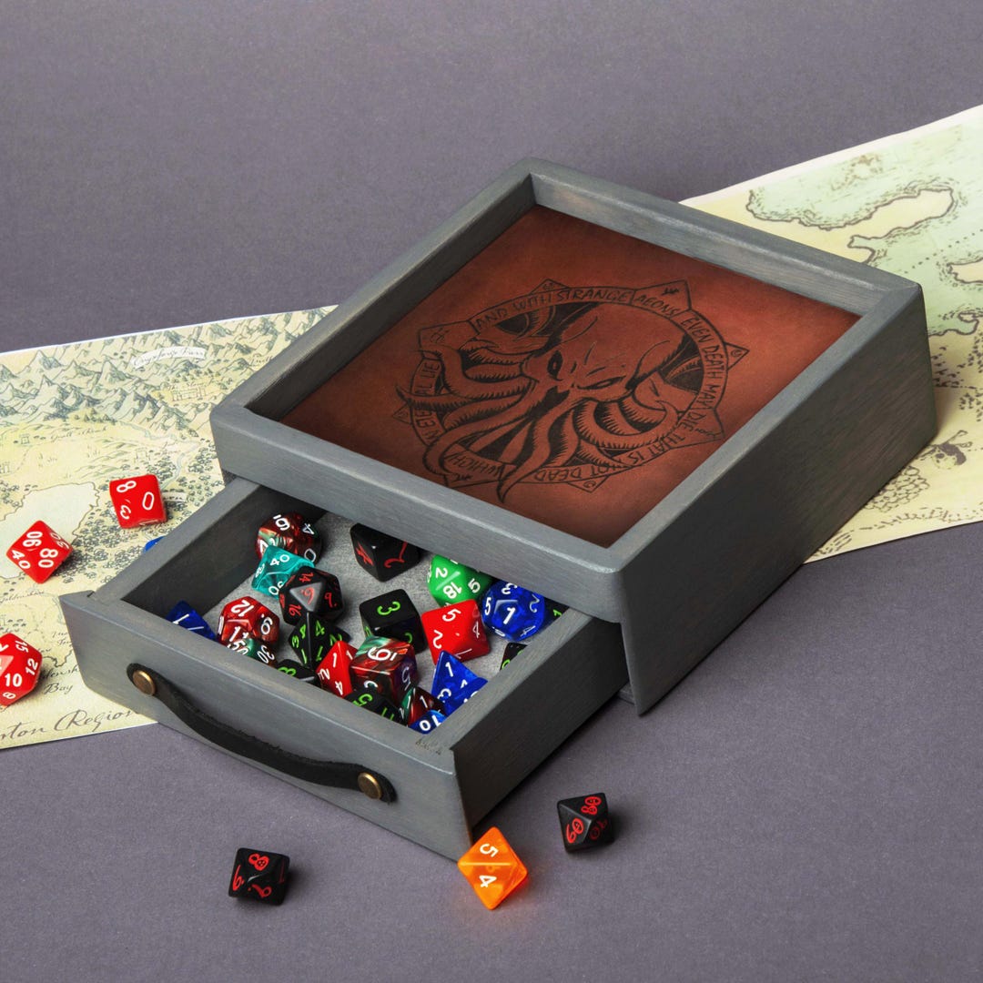 Dungeons and Dragons, Dnd Dice Tray and Storage Wood Engraved, Cthulhu ...