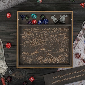Wooden Dice Tray With Fantasy Map D&D Custom Dice Tray RPG Dice Rolling ...