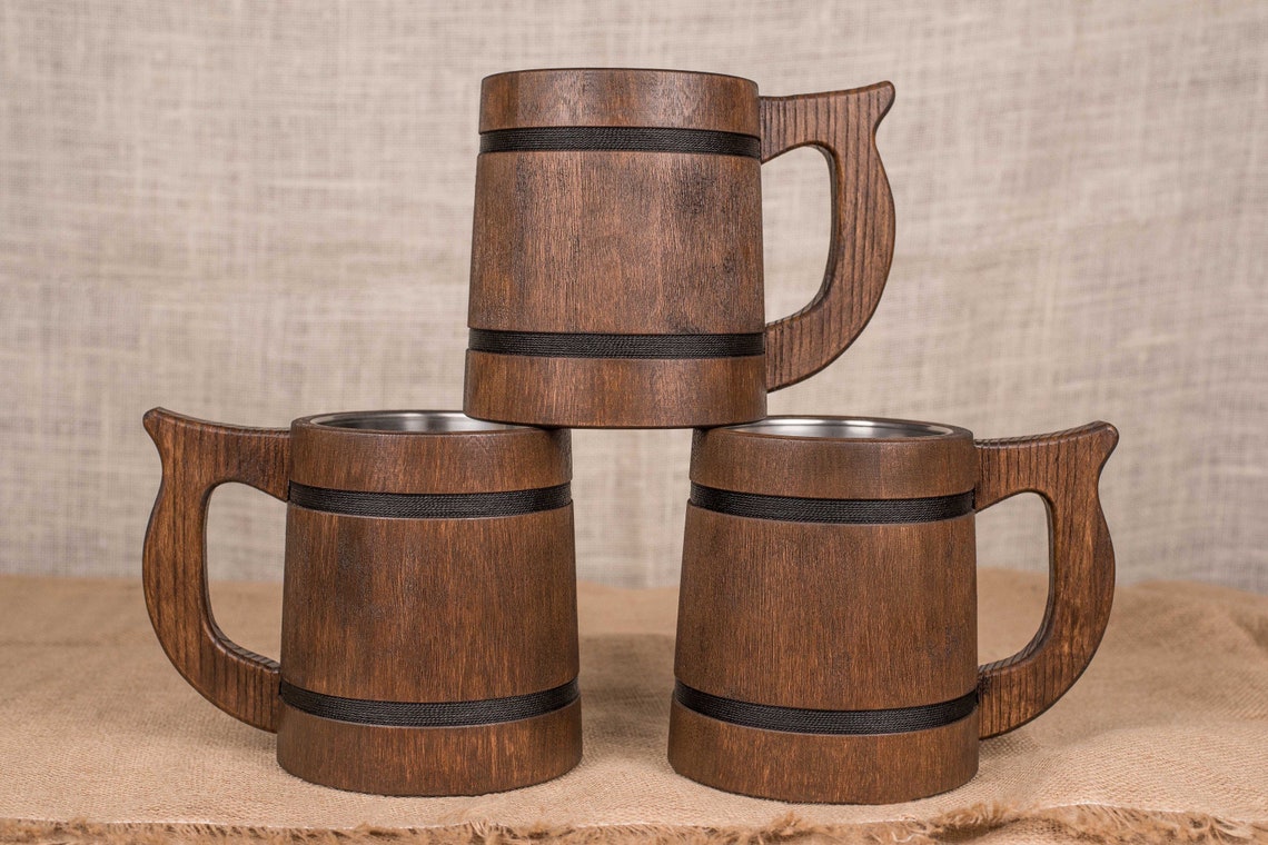 Viking Wooden Beer Stein Viking Runes Tankard Nordic - Etsy