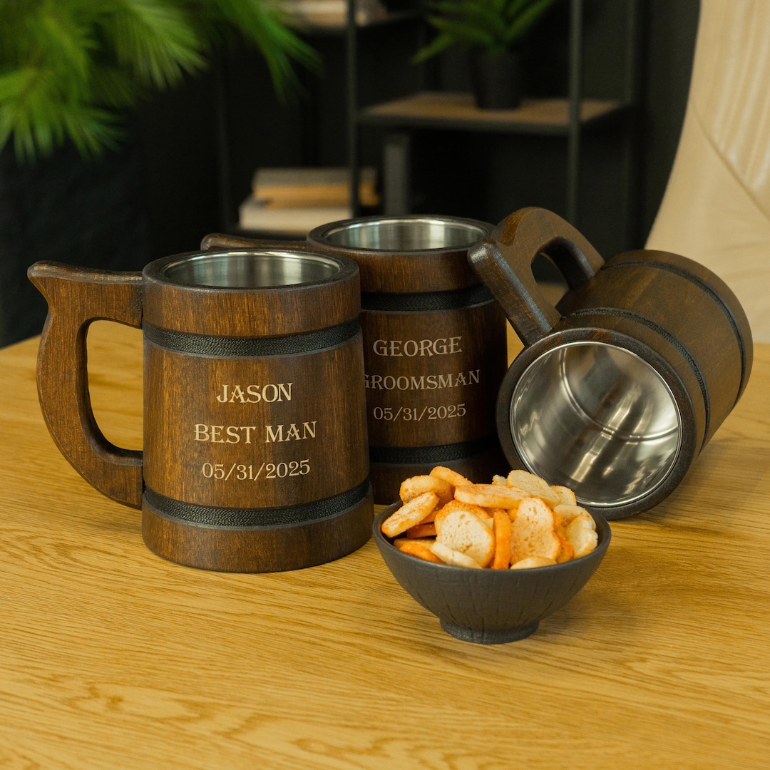 Set of 8 Groomsmen Gifts Custom Beer Mugs for Groomsmen, Custom ...